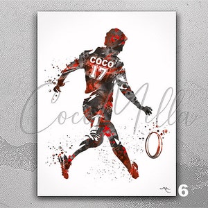 Rugby Player Personelized Watercolor Print Male Rugby Gift Rugby ...