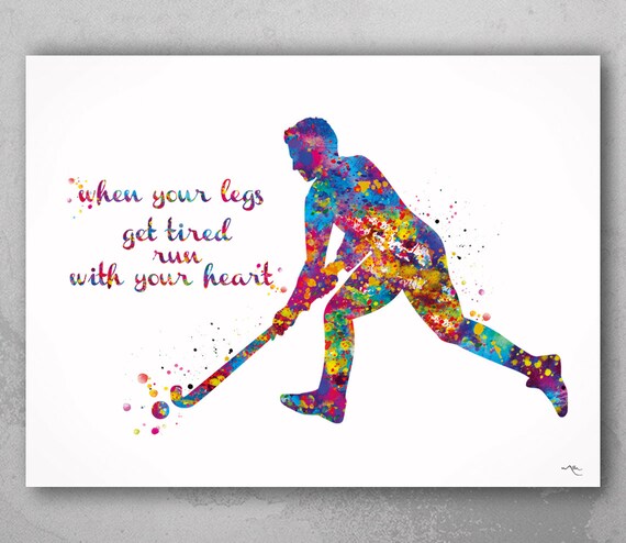 Field Hockey Male Quote Watercolor Print Hockey Player Man | Etsy