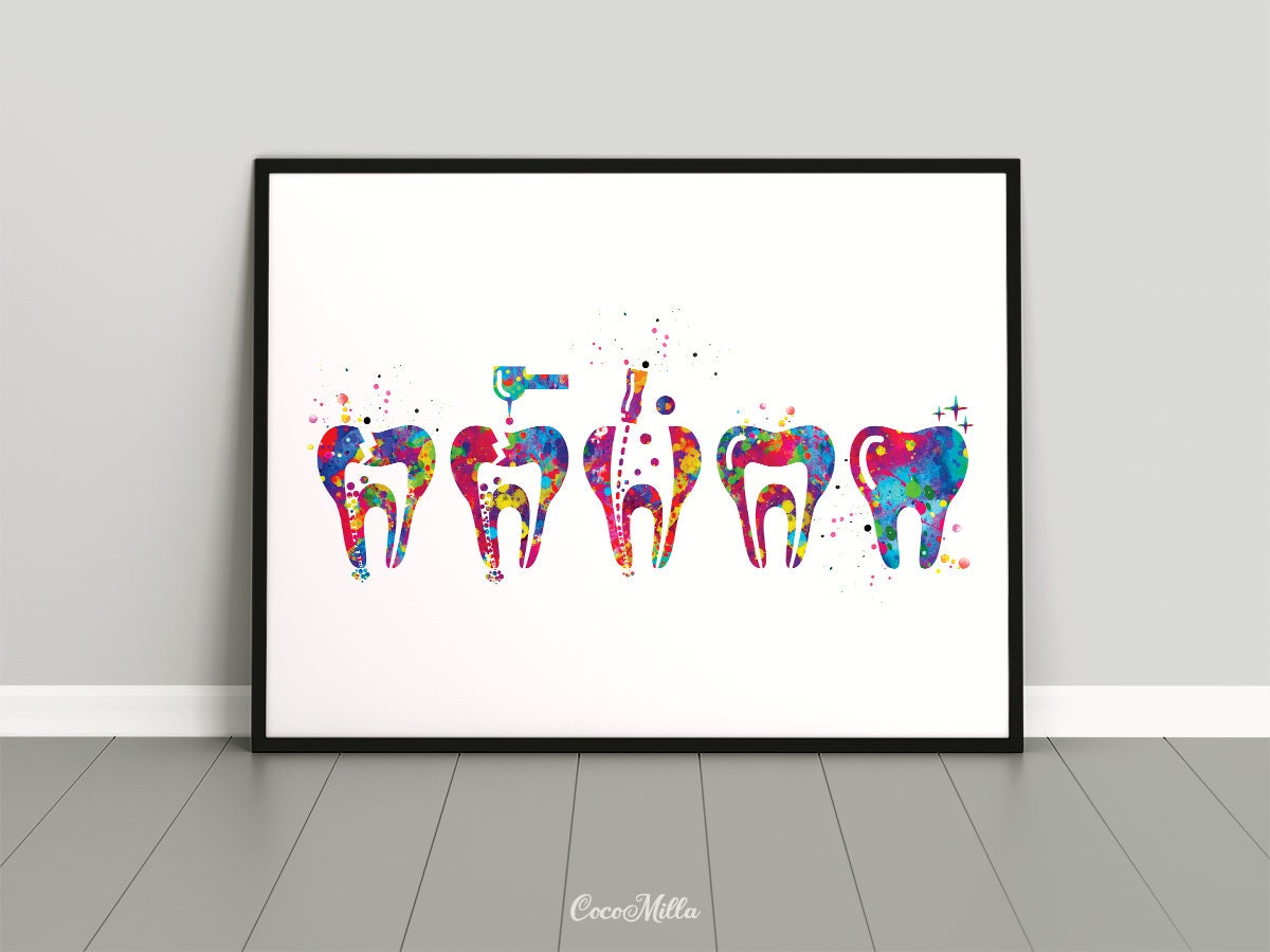 Endodontic Therapy Watercolor Print Root Canal Treatment Tooth | Etsy