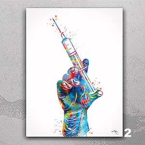 Syringe Art Injection Watercolor Print Medical Art Nurse Practitioner ...