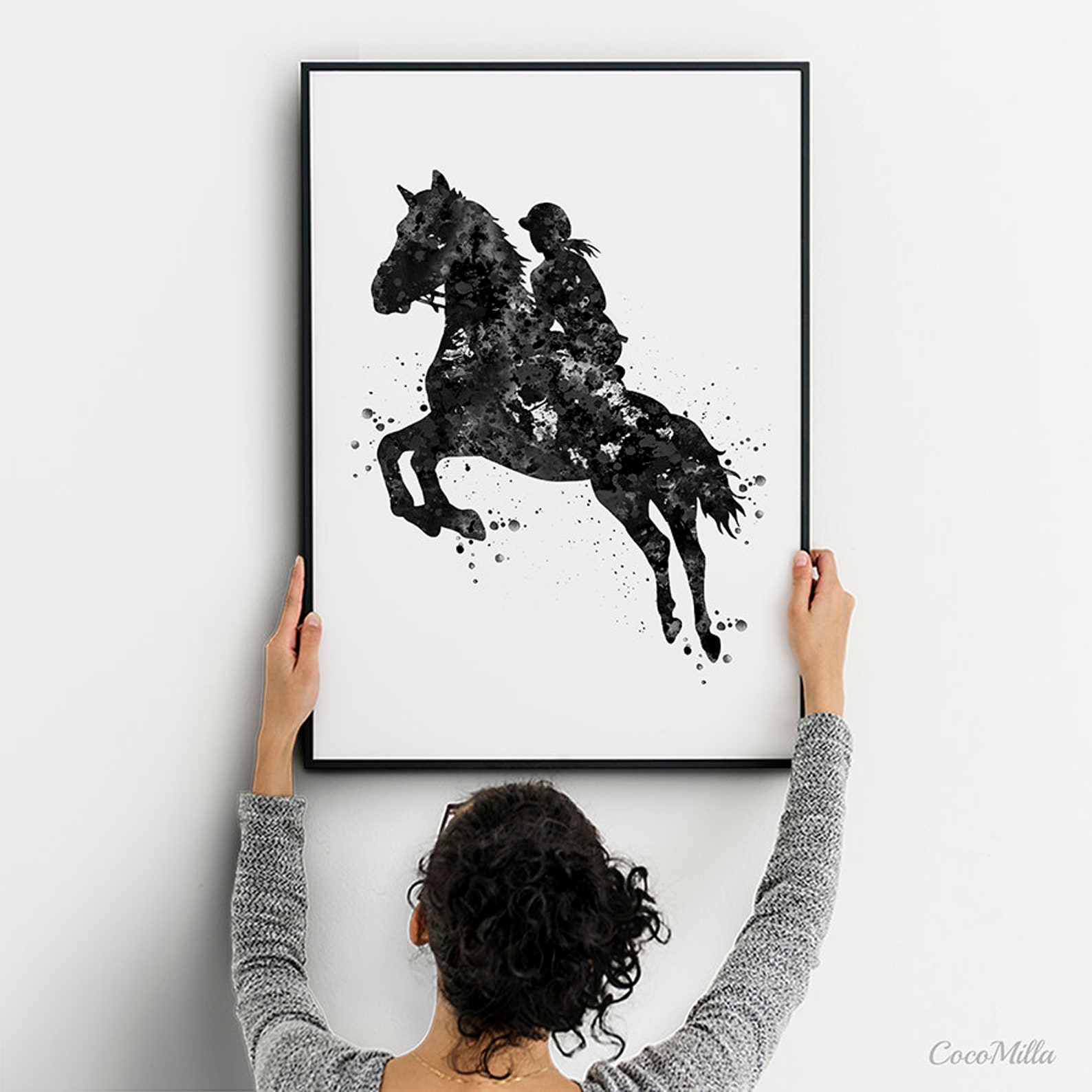 Horse Rider Gift Watercolor Print Equestrian Wall Art Horse | Etsy