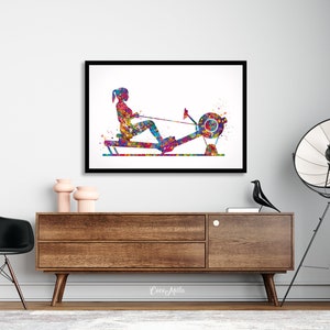 Rowing Woman Watercolor Print Sports Art Rowing Workout Room Decor ...