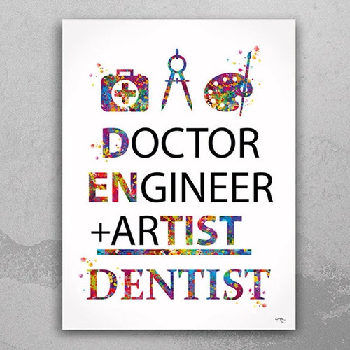 Dental Art Set Watercolor Print Pediatric Dentist Gift Dental | Etsy