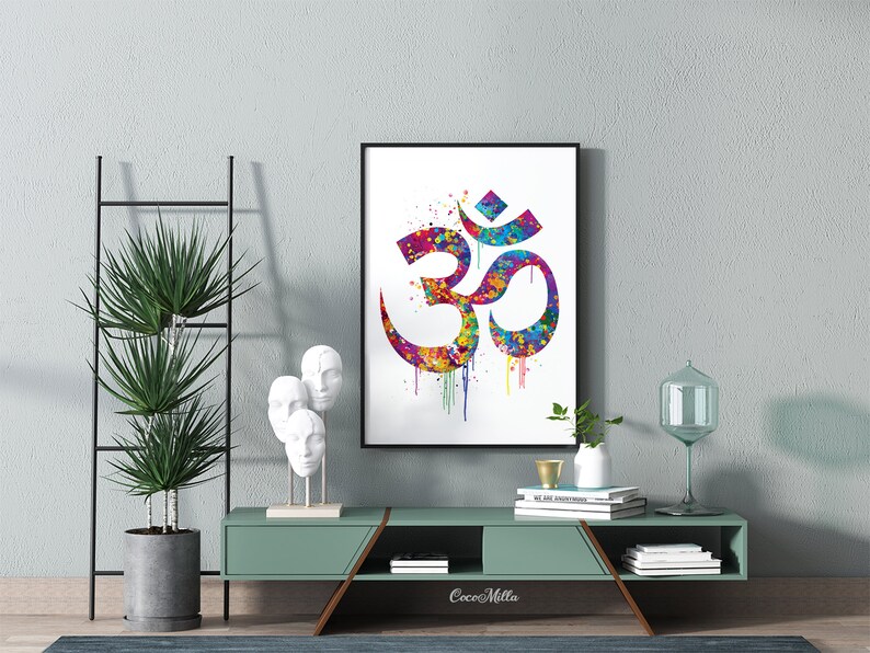 Om Art Symbol Watercolor Print Ohm Yoga Art Yogi Yoga - Etsy