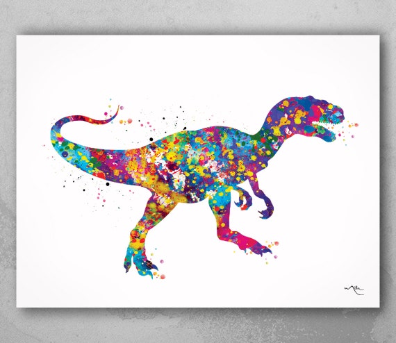 Trex Dinosaur Art Print Watercolor Print Dino Art Print For | Etsy