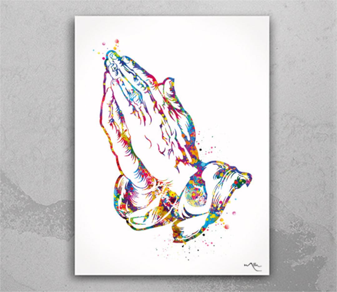 Prayer Hands Watercolor Print Praying Hand Wall Art Religious Poster ...