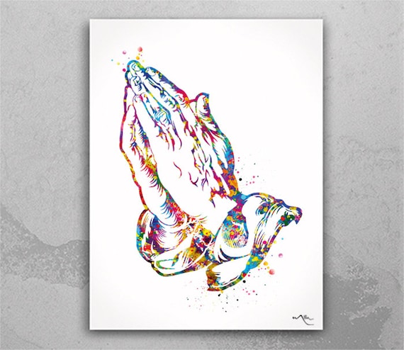 Prayer Hands Watercolor Print Praying Hand Wall Art Religious | Etsy