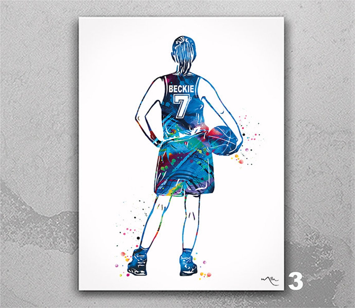 Personelized Female Basketball Player Watercolor Print Gift - Etsy