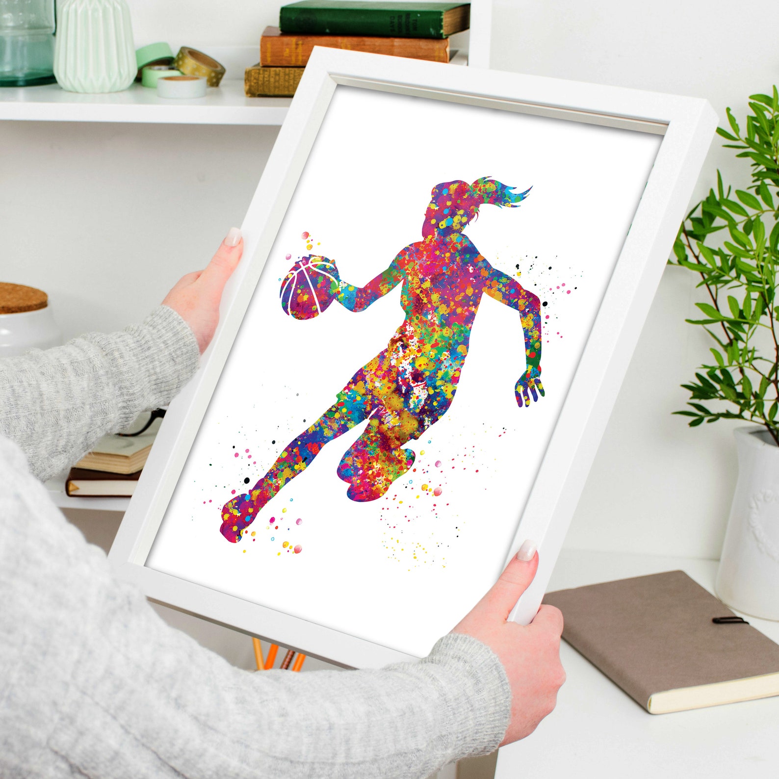 Basketball Player Girl Watercolor Print Female Woman Mom - Etsy
