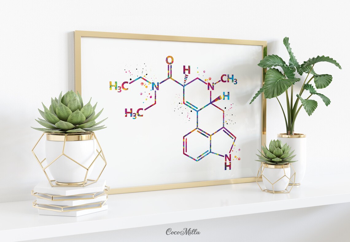 LSD Molecule Watercolor Print Chemical Molecule Symbol Wall - Etsy Israel