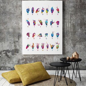 Sign Language Alphabet Watercolor Print American Sign Language Hand ...