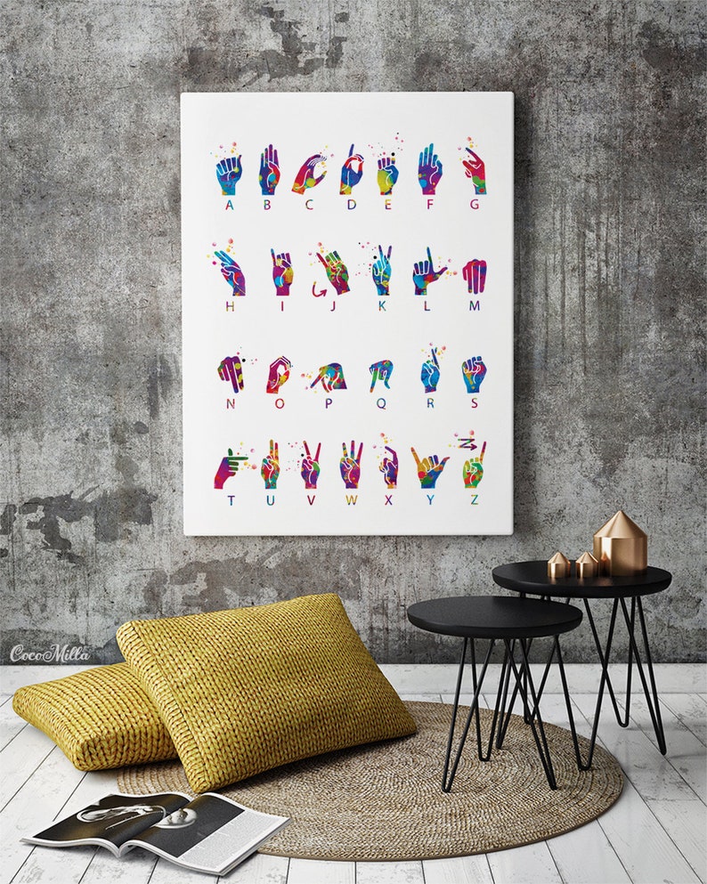 Sign Language Alphabet Watercolor Print American Sign Language - Etsy
