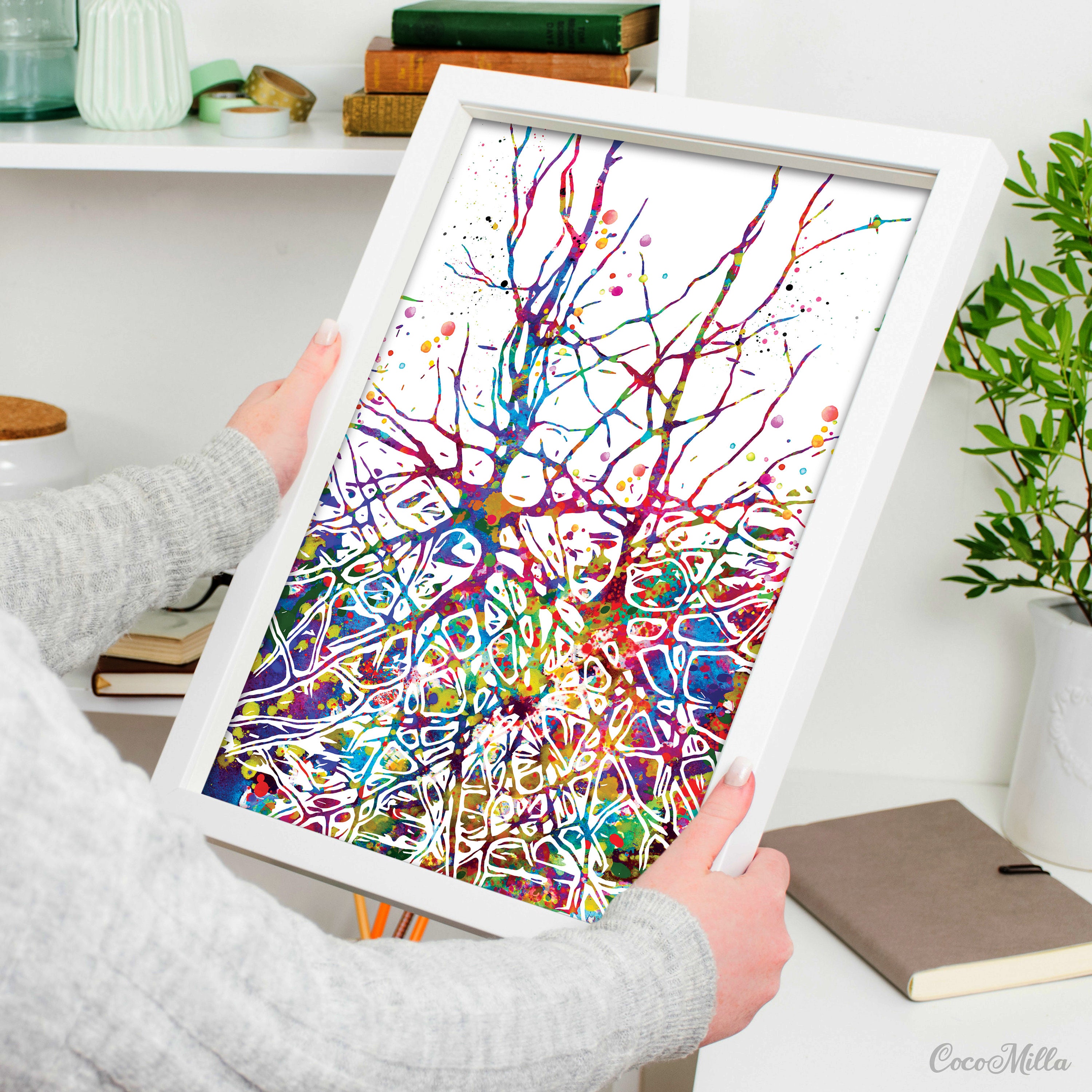Neural Network Watercolor Print Abstract Medical Art Science Neurology ...