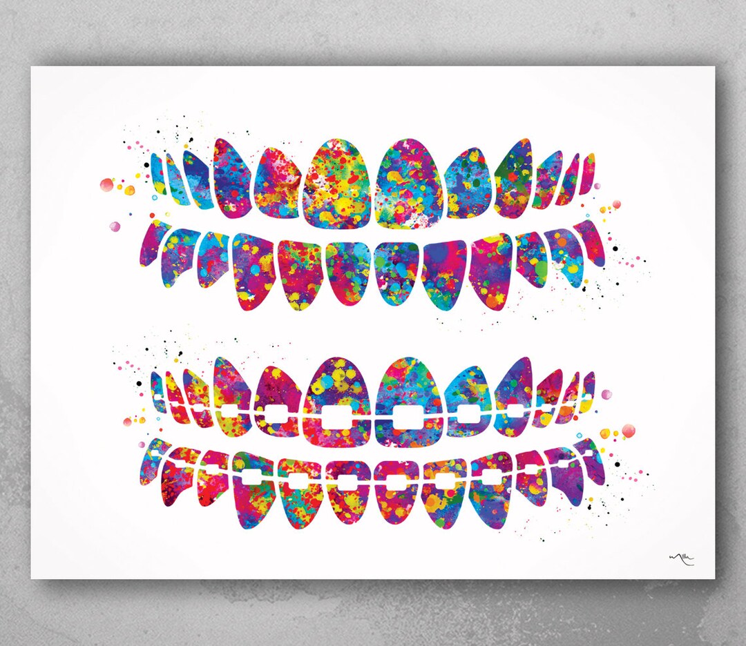 Tooth Bracelet Dentist Art Watercolor Print Tooth Teeth Anatomical ...
