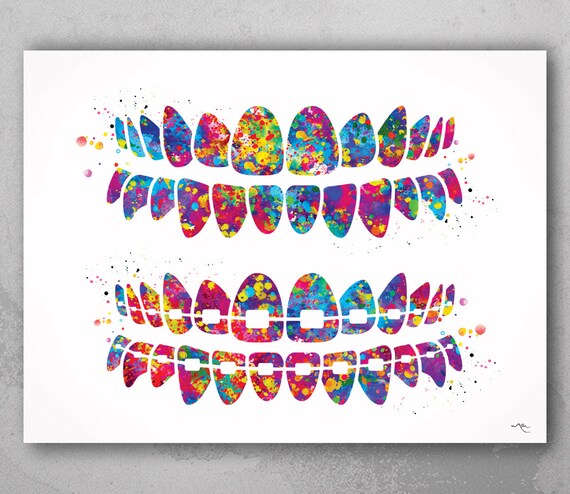 Tooth Bracelet Dentist Art Watercolor Print Tooth Teeth | Etsy