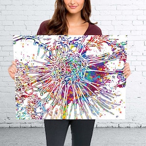 Cancer Cell Watercolor Print Medical Art Science Histology T-cells ...