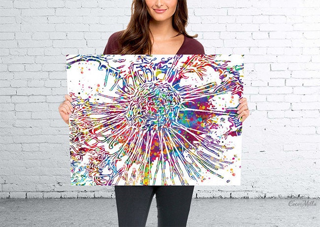 Cancer Cell Watercolor Print Medical Art Science Histology | Etsy