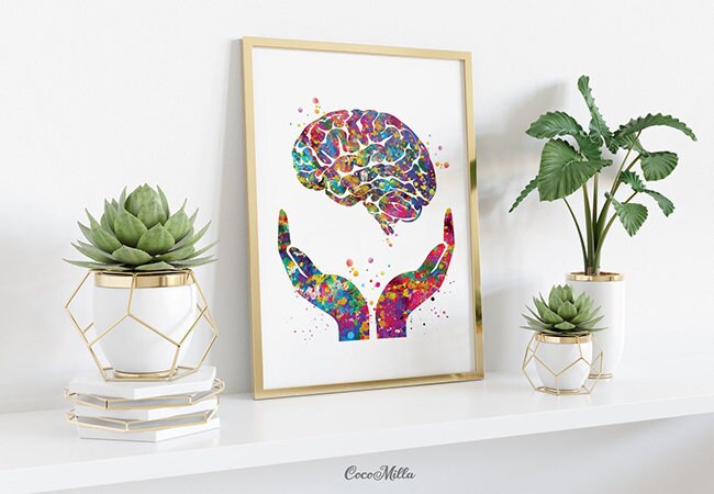 Brain Health Watercolor Print Mental Health Medical Art - Etsy UK