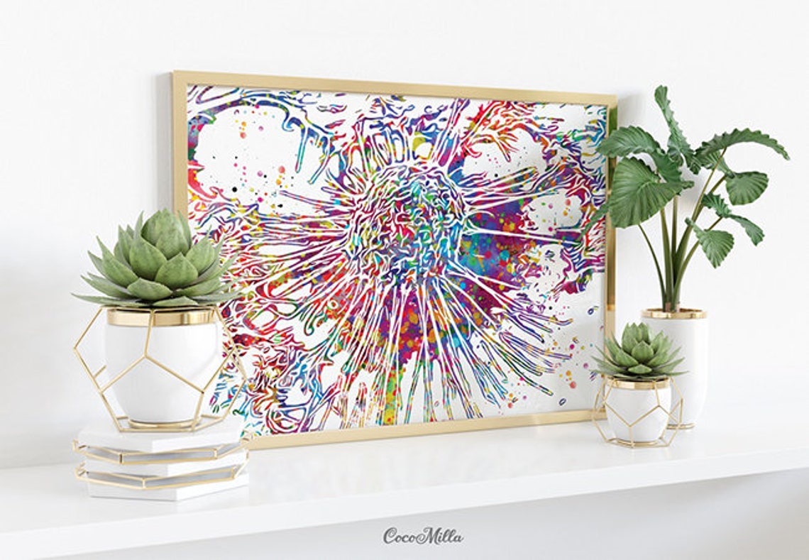 Cancer Cell Watercolor Print Medical Art Science Histology | Etsy