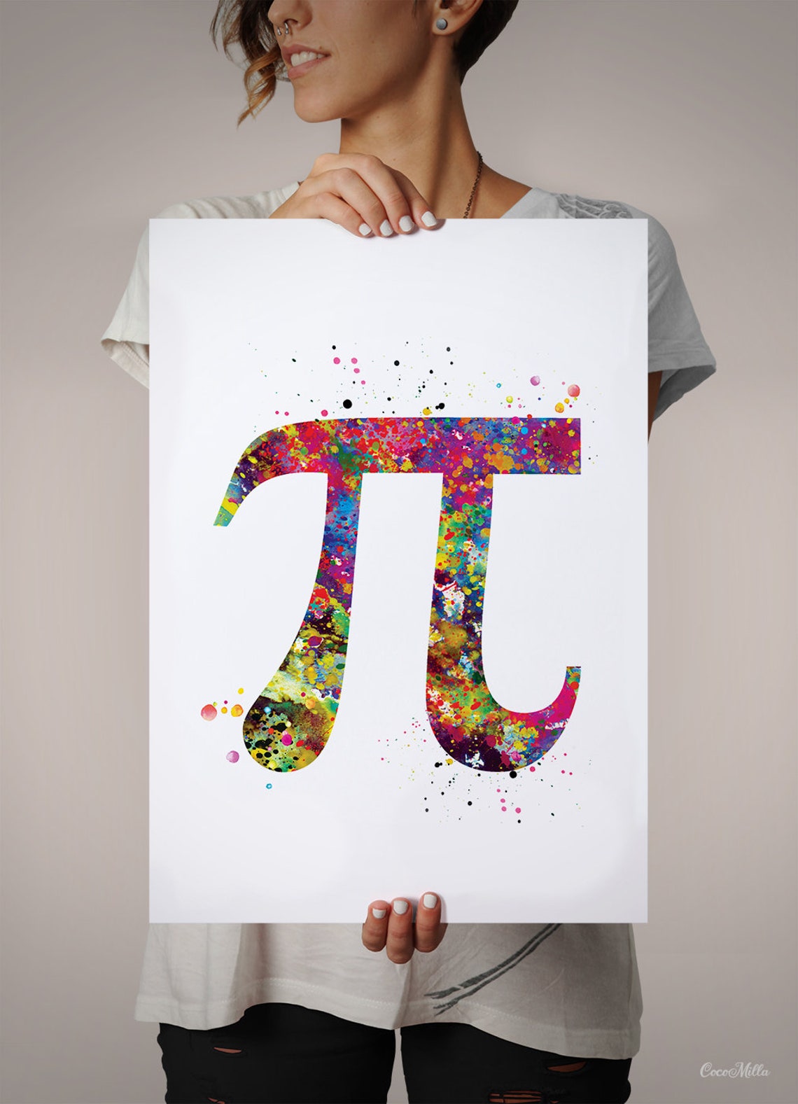 Pi Symbol Art Watercolor Print Math Teacher Gift Math Art Gift - Etsy
