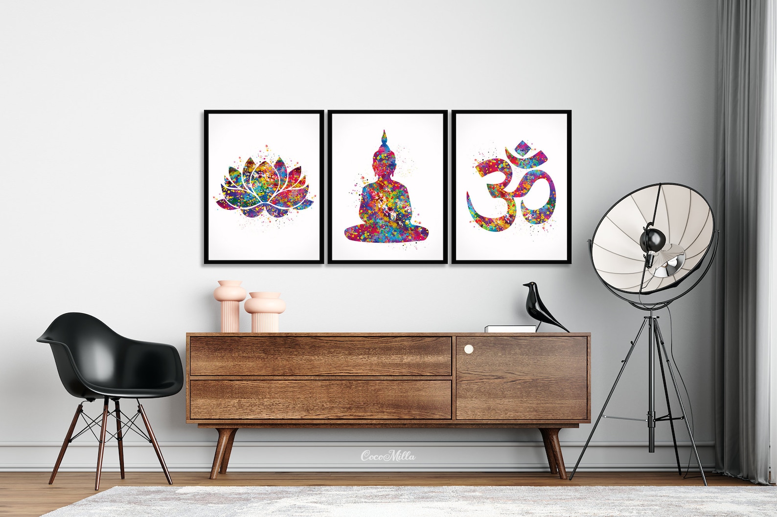 Yoga Watercolor Print Set Modern Home Decor Buddha Ohm Lotus | Etsy