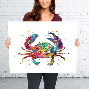 Crab Watercolor Print Sea Themed Art Nautical Decor Fishing Poster ...