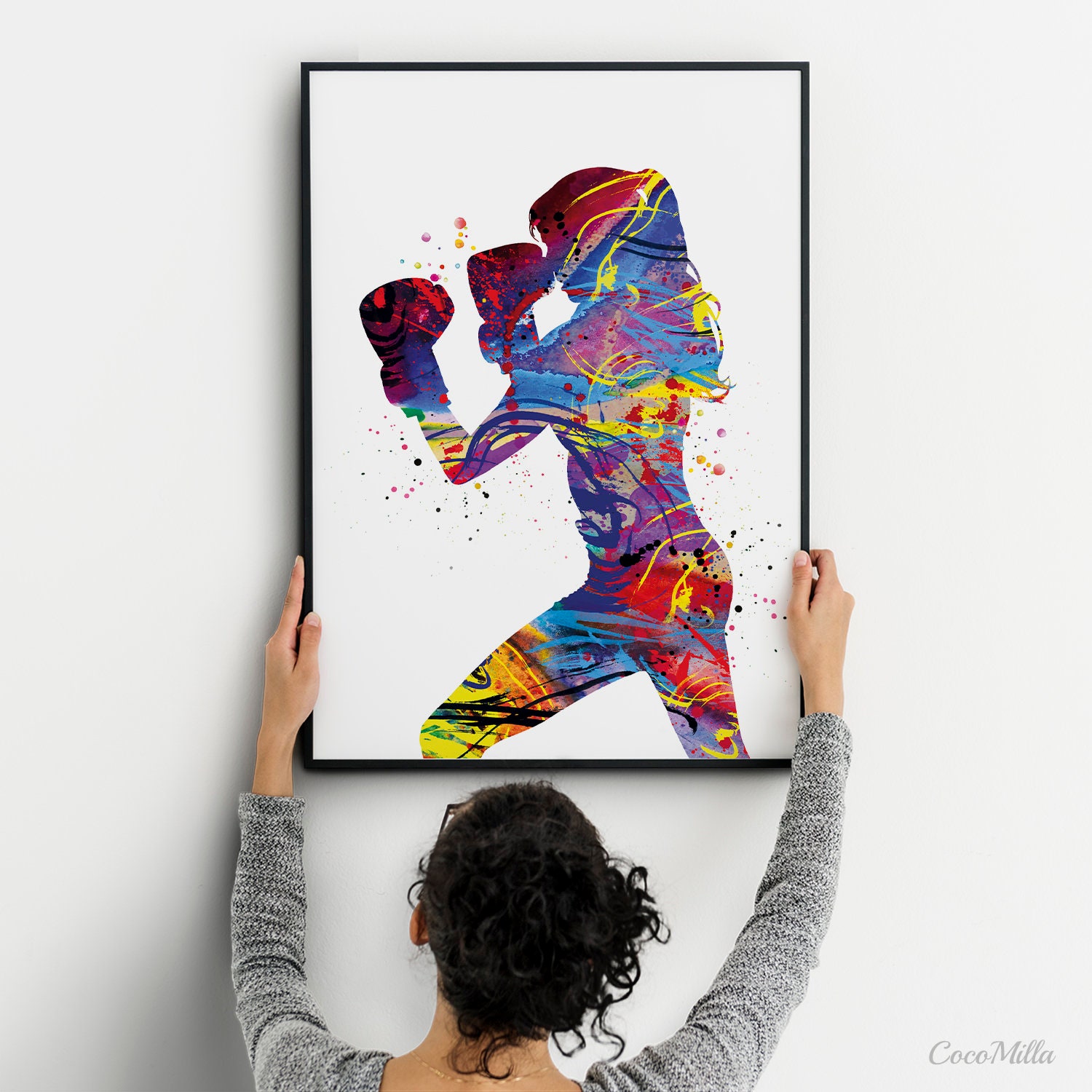 Boxing Girl Watercolor Print Martial Arts Nursery Fight Sports Gift Art ...