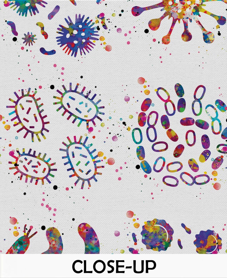 Bacteria Watercolor Print Medical Art Wall Art Bioscience | Etsy