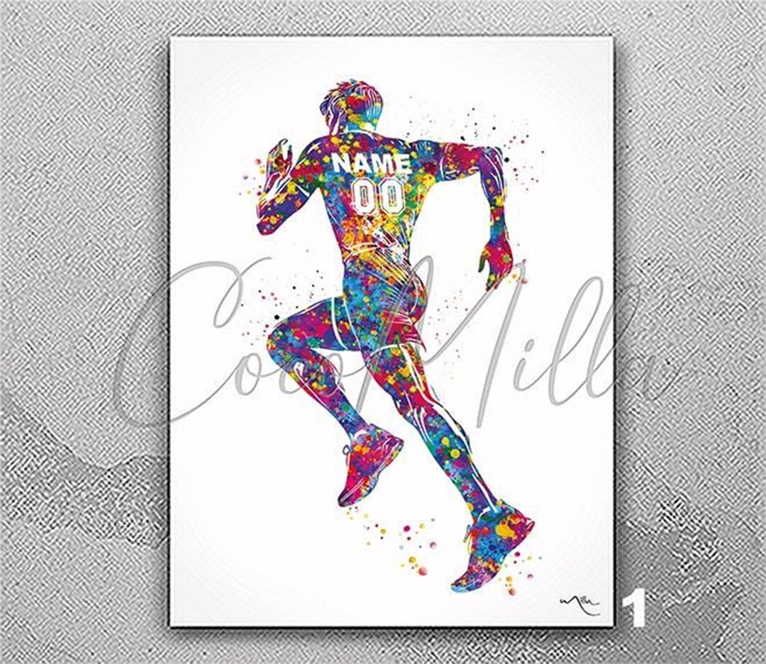 Personalized Runner Gift Watercolor Print Male Runner London Marathon ...