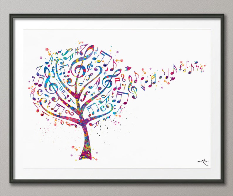 Music Tree Watercolor Print Treble Clef Art Print Art Print | Etsy UK