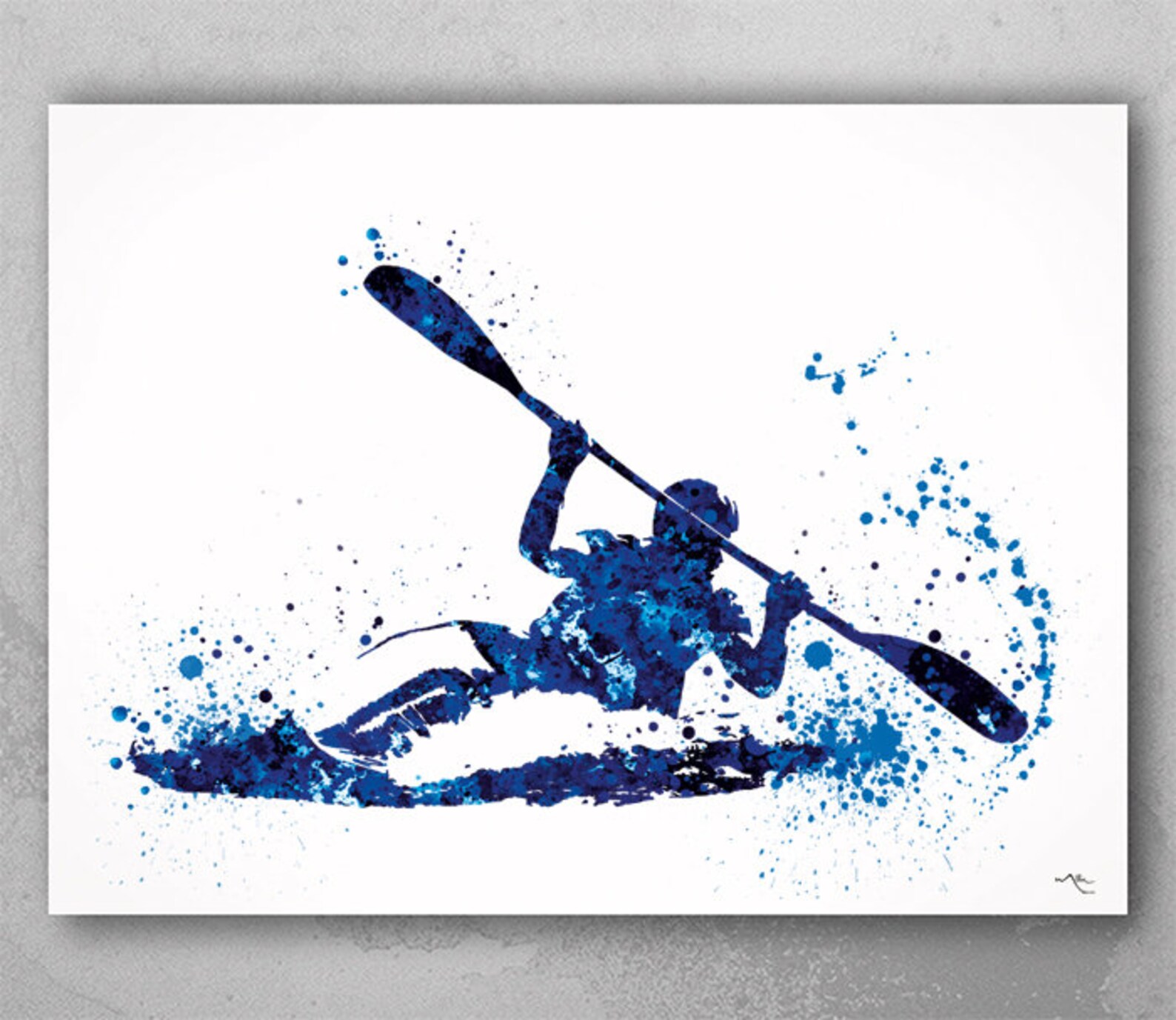 Kayaking Art Watercolor Print Sports Art Canoe Rowing Boys | Etsy