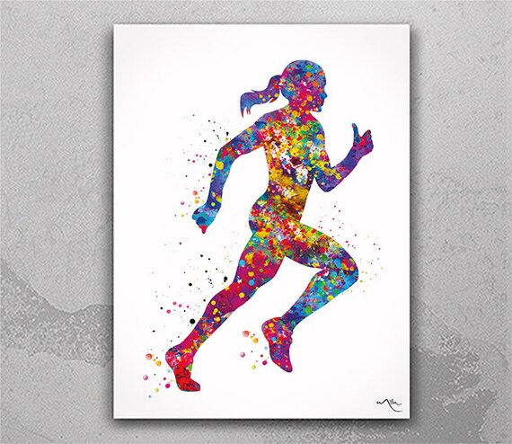 Runner Woman Watercolor Print Runner Woman Female Girl - Etsy