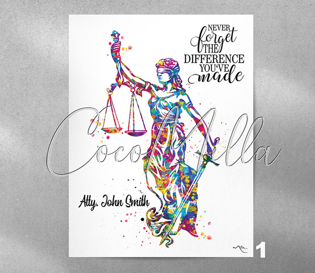Lady Justice Watercolor Art Print, Personalized Lawyer Gift-2969 - Etsy