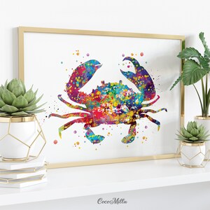 Crab Watercolor Print Sea Themed Art Nautical Decor Fishing Poster ...