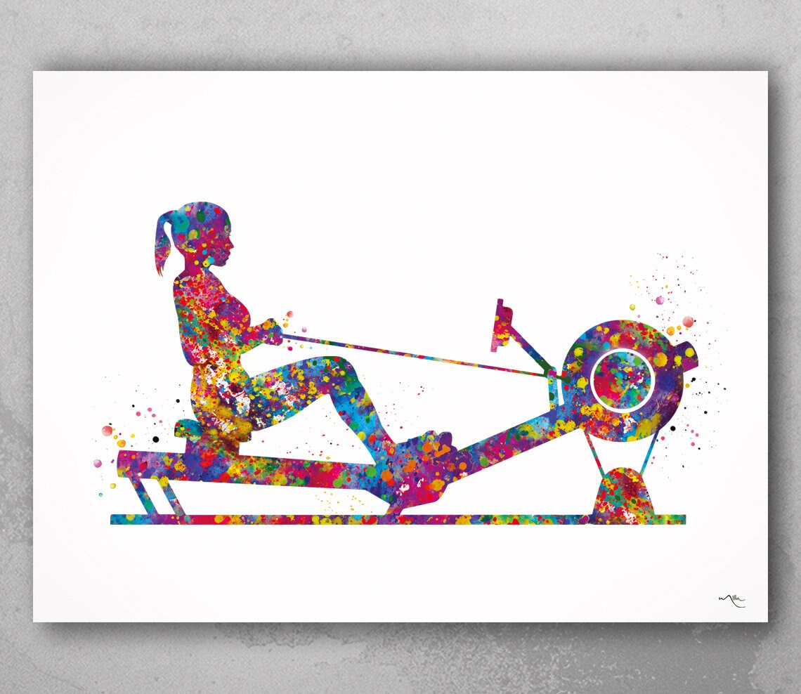 Rowing Woman Watercolor Print Sports Art Rowing Workout Room | Etsy