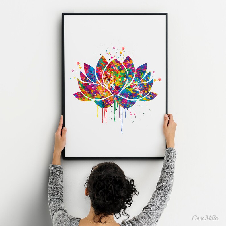 Lotus Flower Art Yoga Symbol Watercolor Print Yoga Studio Art - Etsy