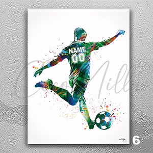 Football, Soccer Player Personelized Watercolor Print Male Gift Soccer ...