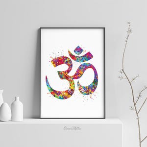 Ohm Symbol Watercolor Om Aum Omkara Hinduism Sign Housewarming Gift Zen ...