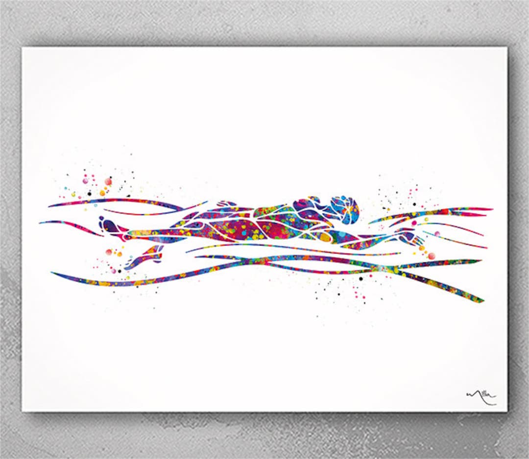 Swimmer Art Watercolor Print Backstroke Swimmer Boy Girl Gift - Etsy