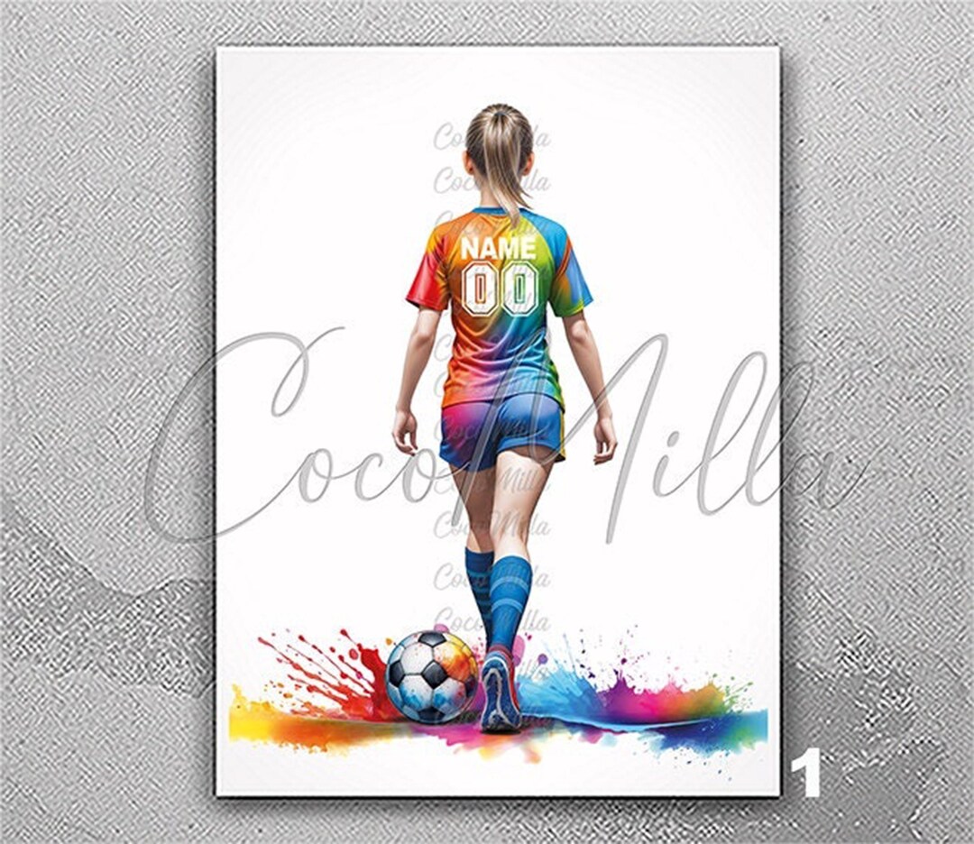 Personalised Girls Football Gifts Footbal Fan Art Print Soccer Female ...