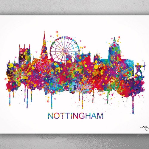 Nottingham Skyline England Cityscape Painting Art Print - Etsy
