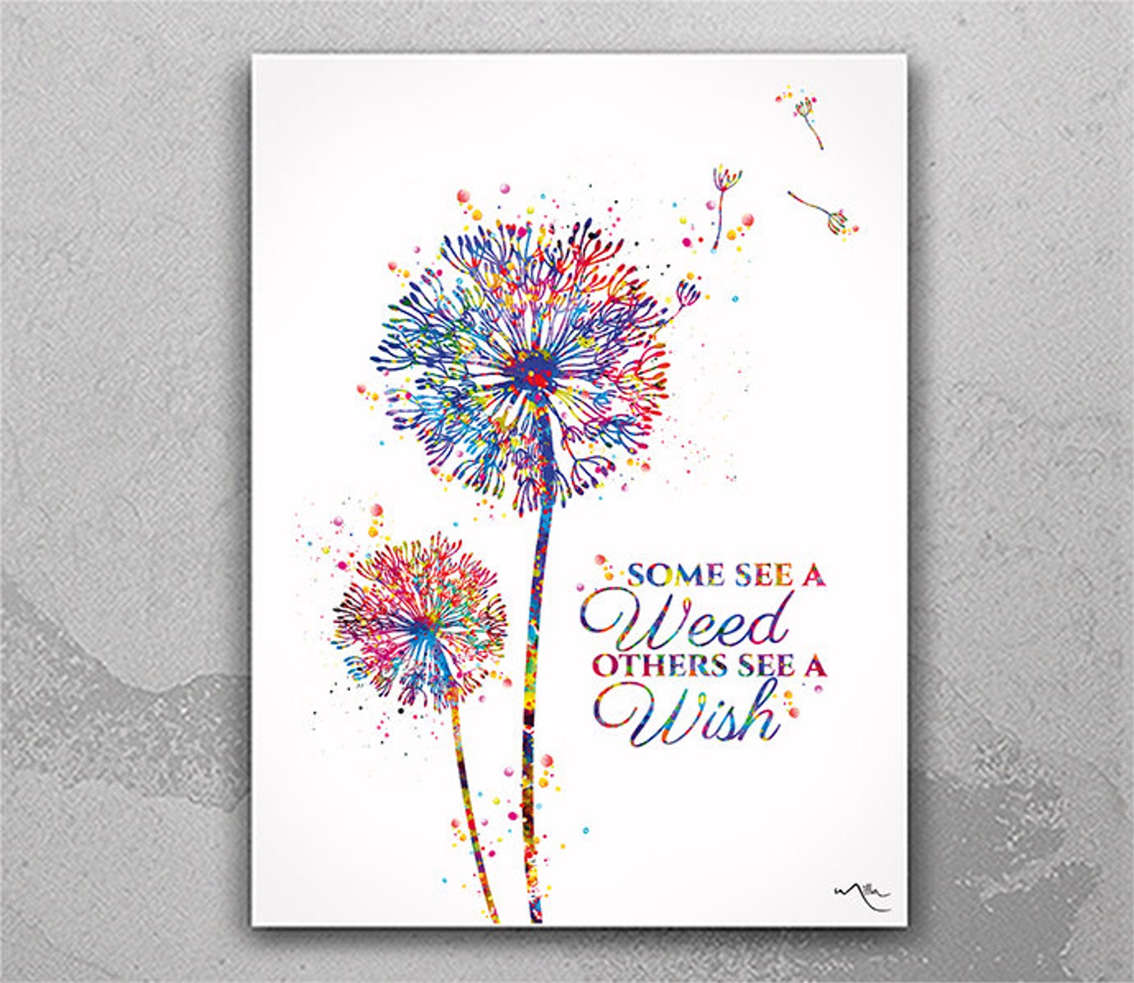 Dandelion Flowers Watercolor Print Nature Love Some See a Wish - Etsy