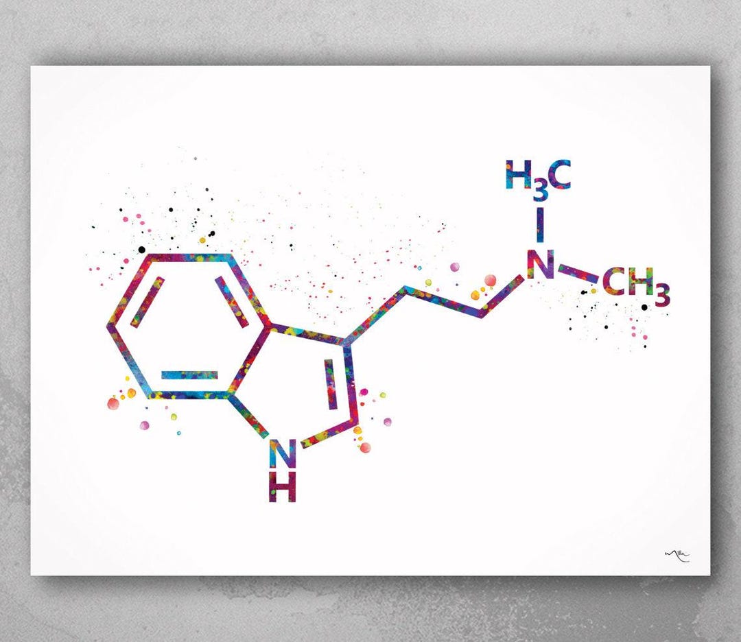 DMT Molecule Watercolor Print, Science Wall Art - Etsy