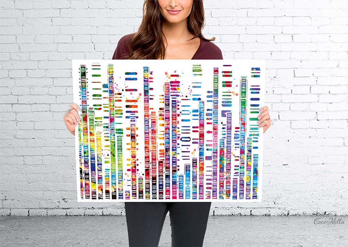 DNA Sequence Art Watercolor Print DNA Molecule Genome Medical - Etsy