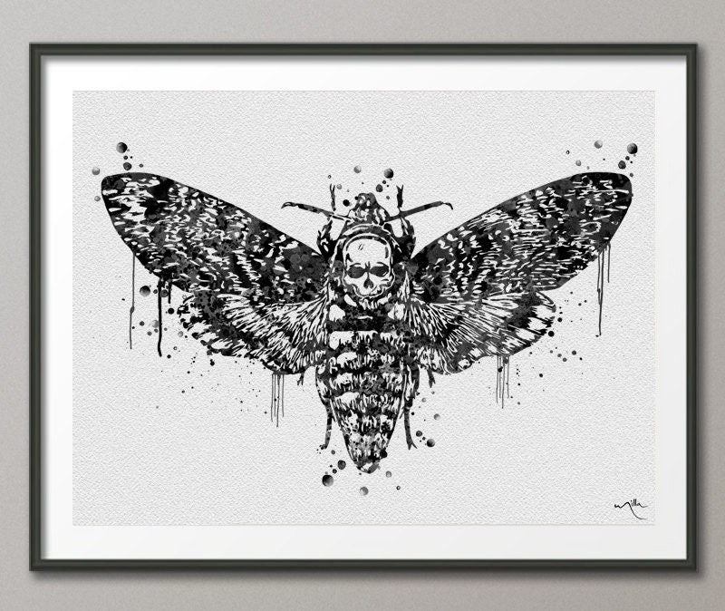 Deaths Head Hawk Moth Watercolor Art Print Totem Animal Wall | Etsy