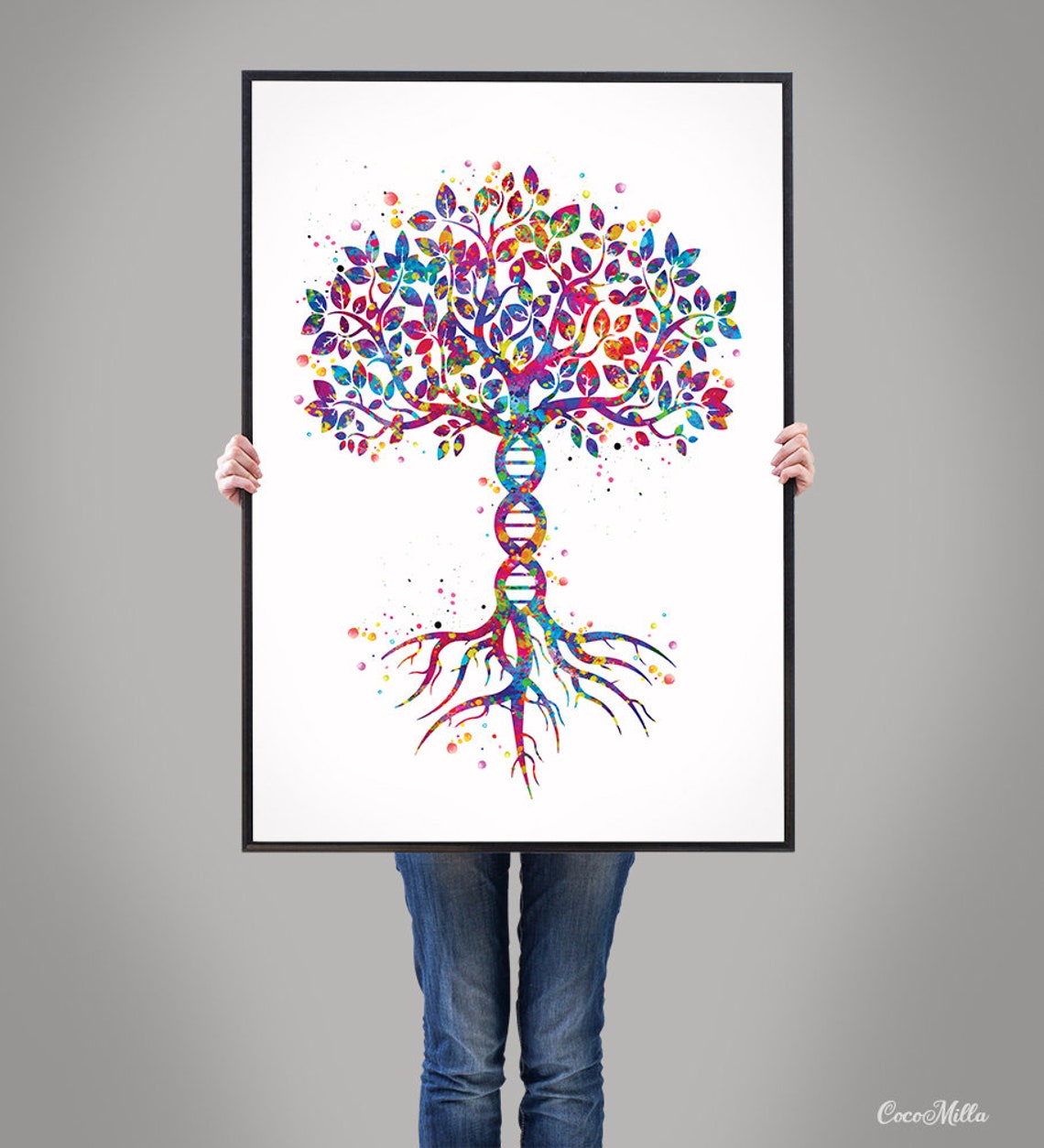 DNA Tree Watercolor Art Print Medical Symbol Wall Art Nurse | Etsy