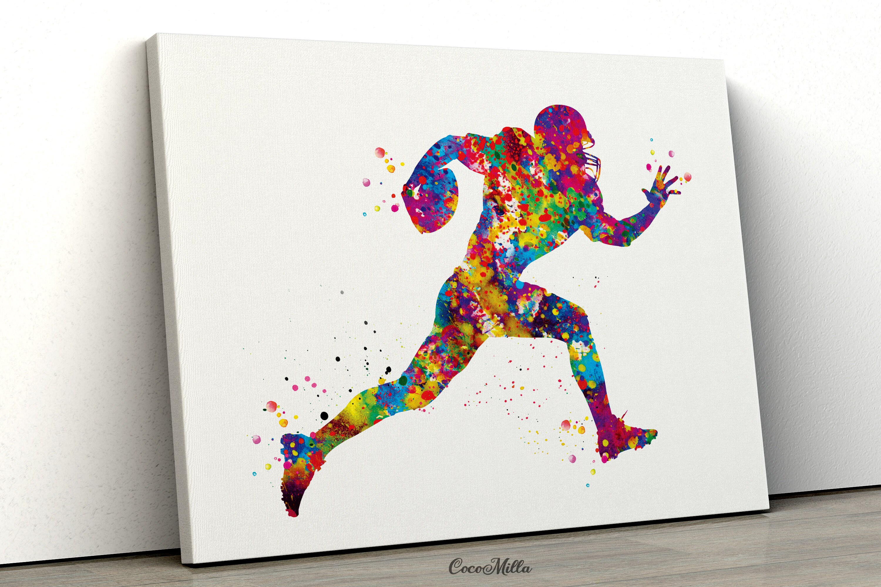 Watercolor American Football Player Art Print-1156 - Etsy