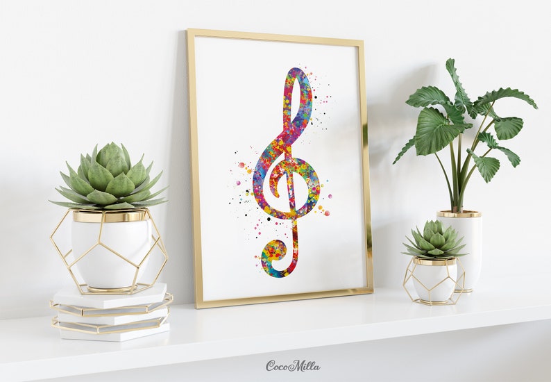Treble Clef Sign Art Print Watercolor Print Music Room Music - Etsy