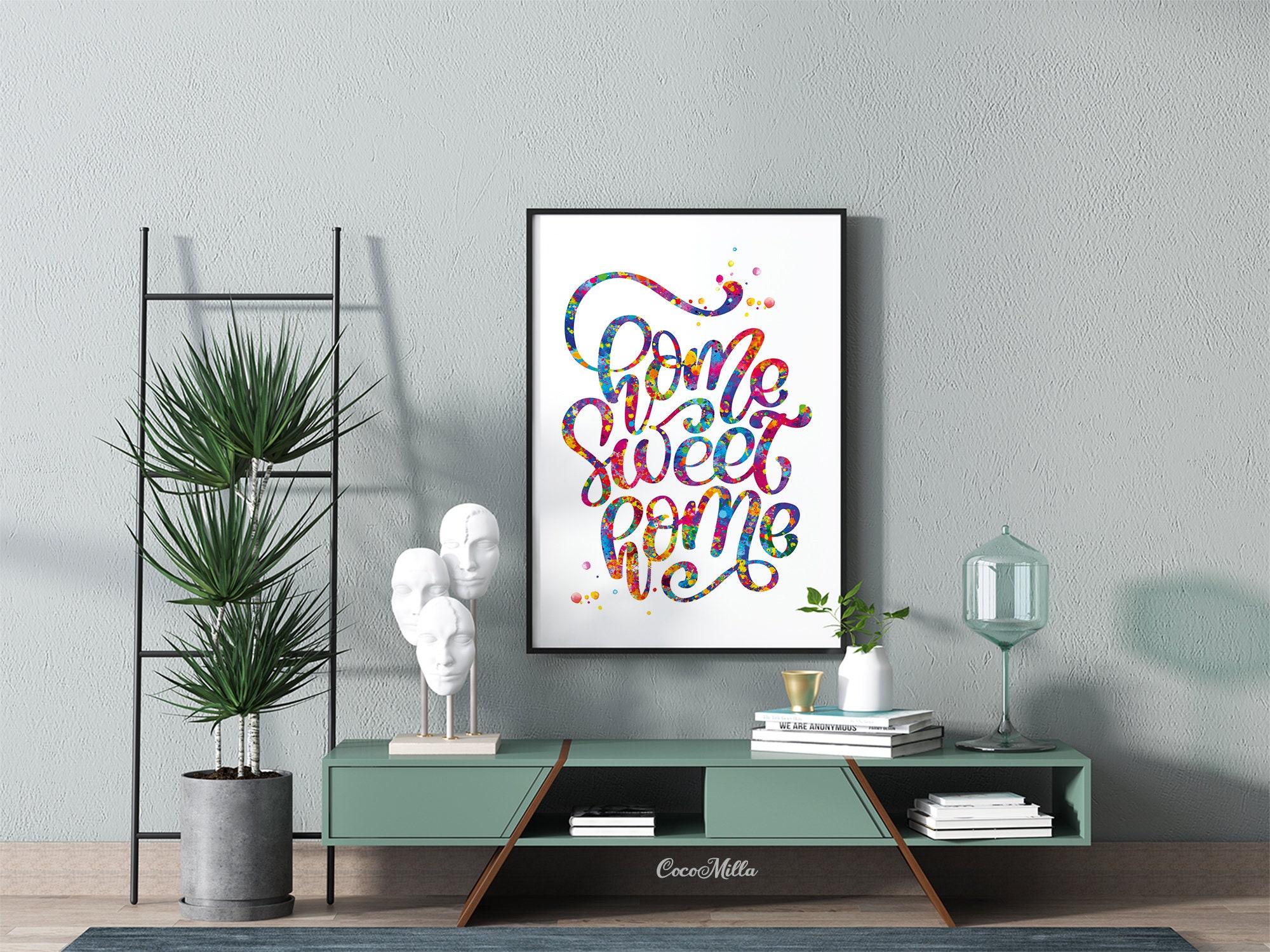 Home Sweet Home Quote Watercolor Print Typography Wedding Gift | Etsy