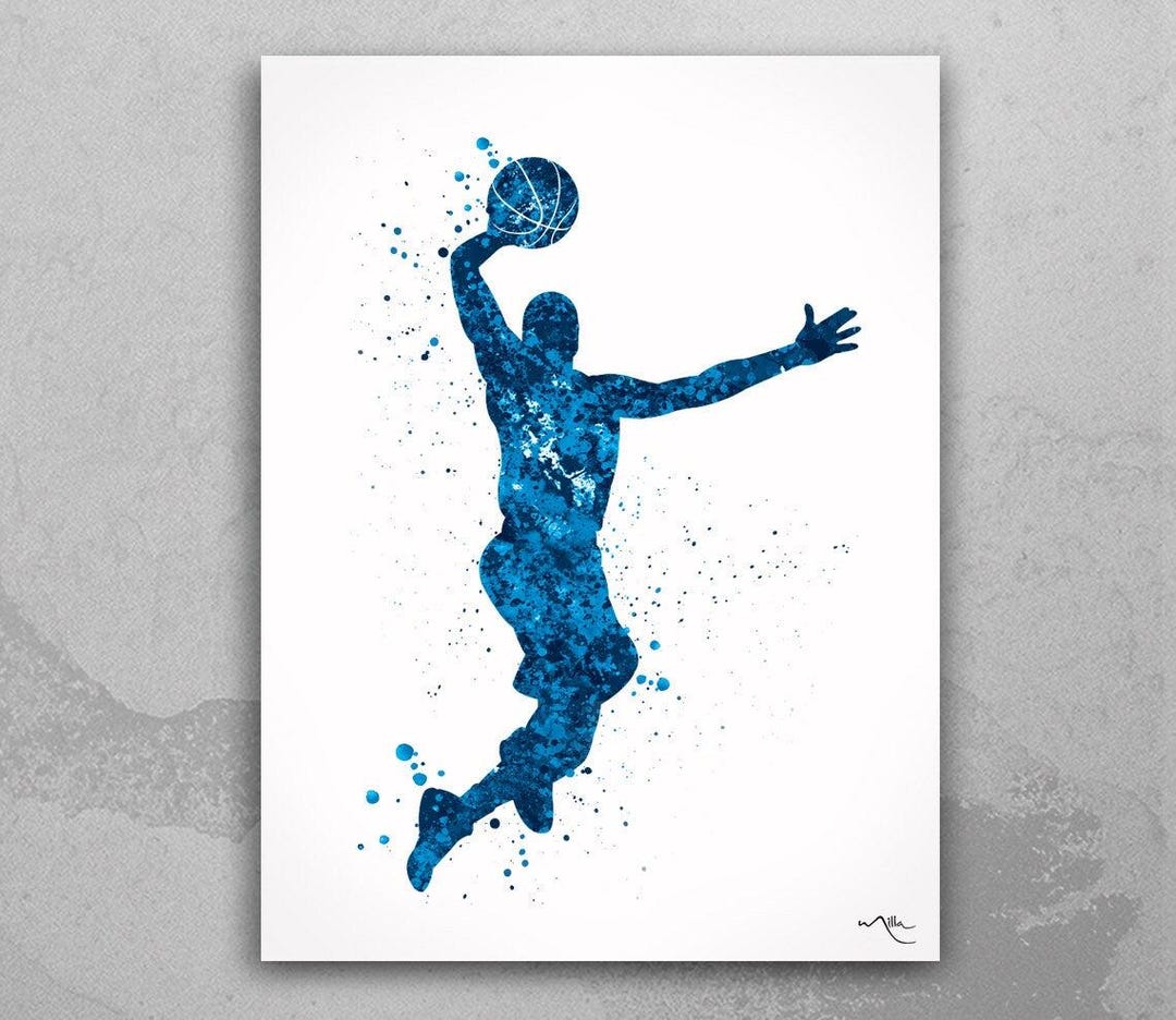 Watercolor Basketball Player Print, Sports Wall Art-1826 - Etsy